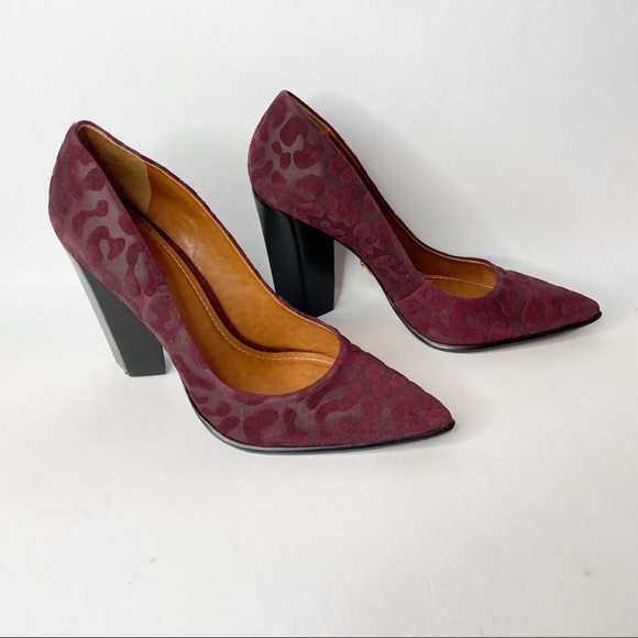 Carrano | Shoes | Carrano Madelyn Cabernet Velvet Leopard Print Stacked ...